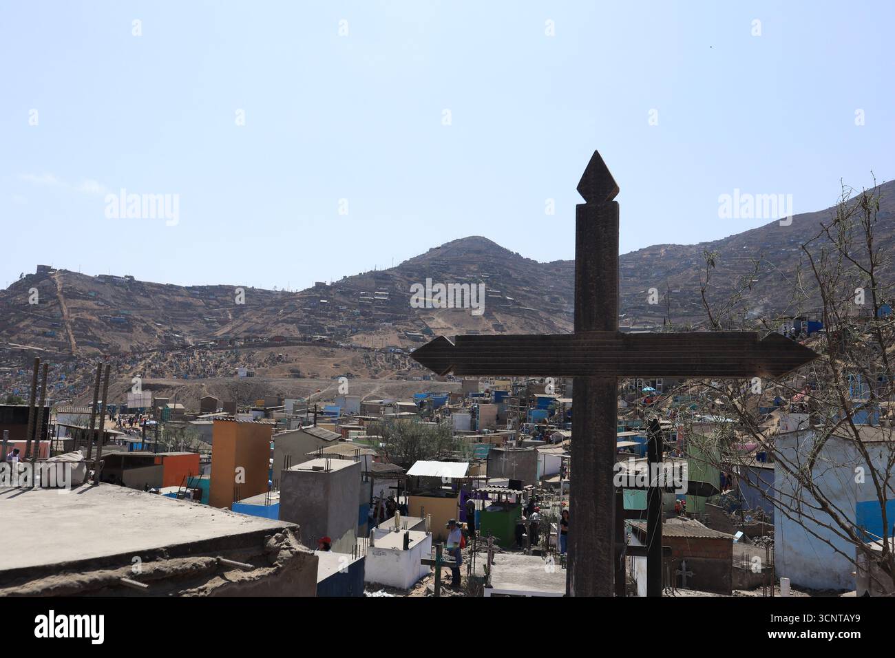 Wooden crosses in the Nueva Esperanza Cemetery, Lima, Peru, Day of the ...