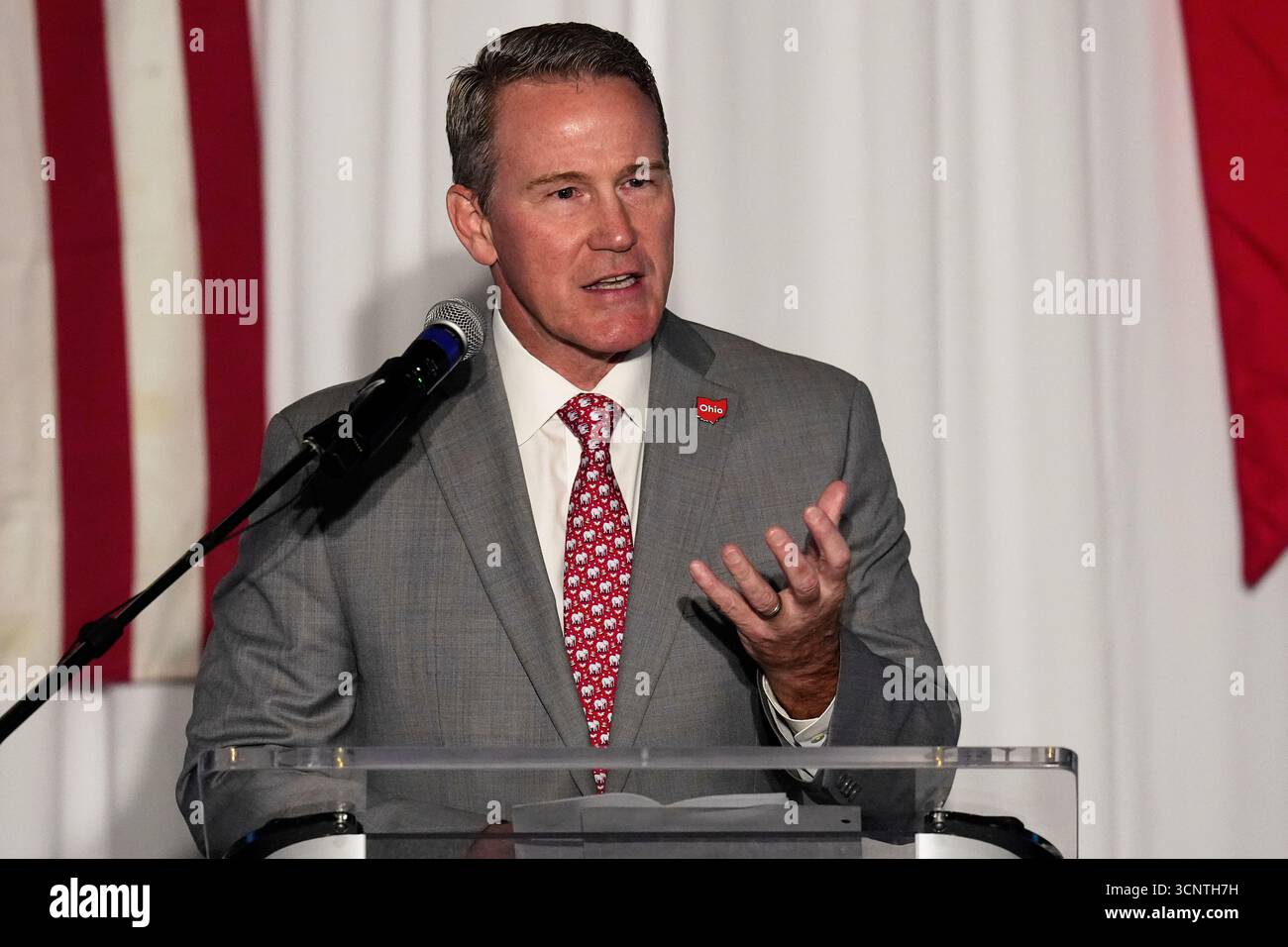 U.S. Sen. Jon Husted, R-Ohio, candidate for Senate in 2026, speaks in ...