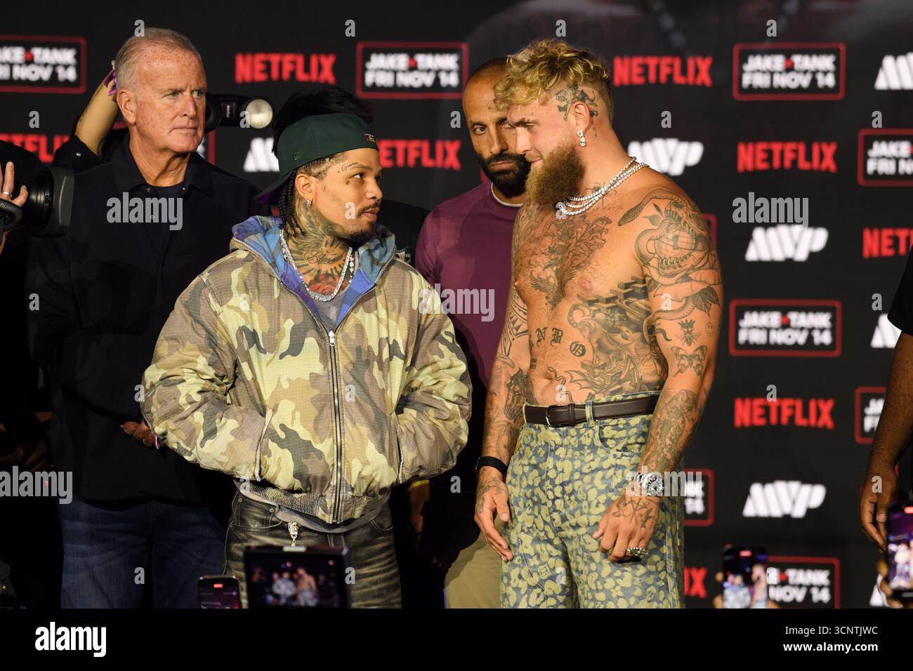 Gervonta Davis and Jake Paul face off during the Jake Paul vs. Gervonta Davis New York Press ...