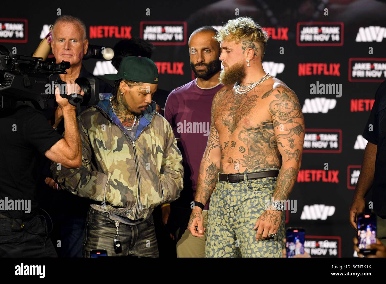 Gervonta Davis and Jake Paul face off during the Jake Paul vs. Gervonta Davis New York Press ...