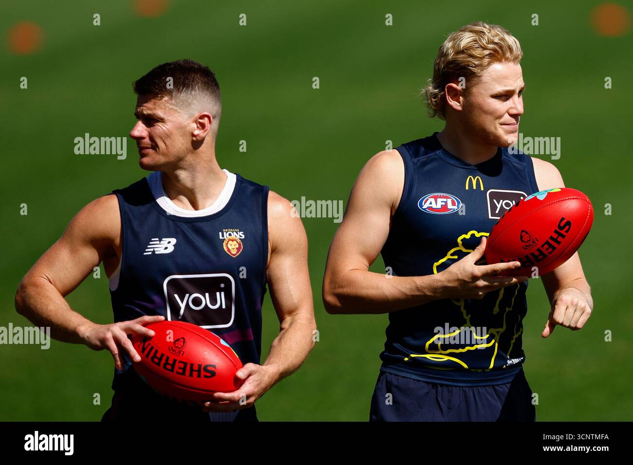 Dayne Zorko and Levi Ashcroft of the Lions are seen during a Lions AFL ...