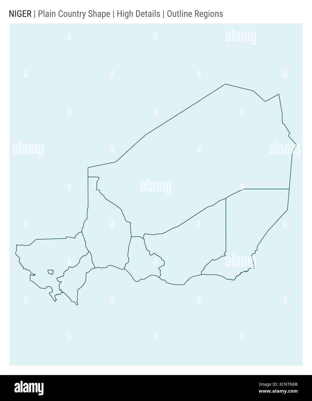 Niger plain country map. High Details. Outline Regions style. Shape of ...