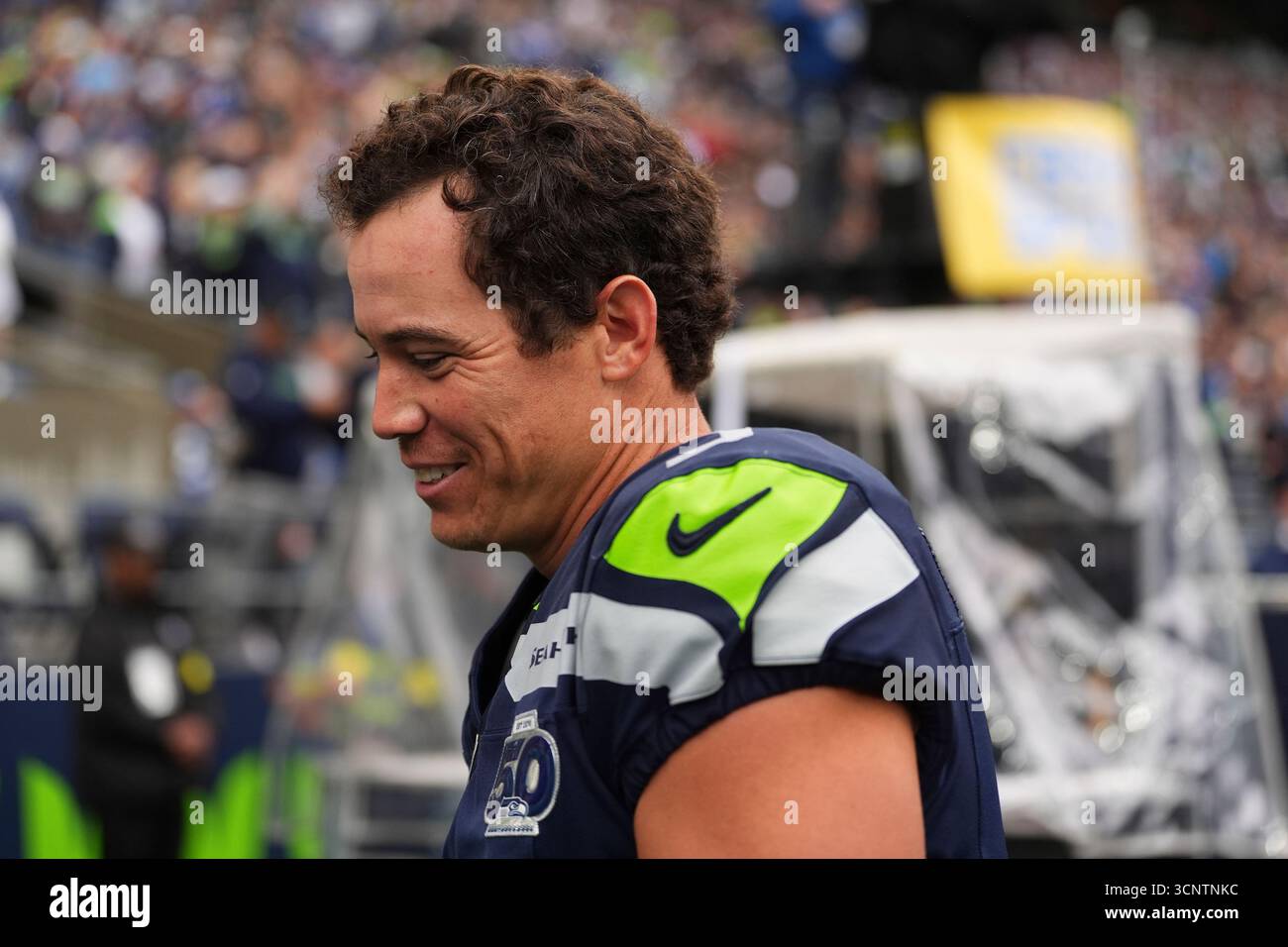 Seattle Seahawks place-kicker Jason Myers smiles before an NFL football ...