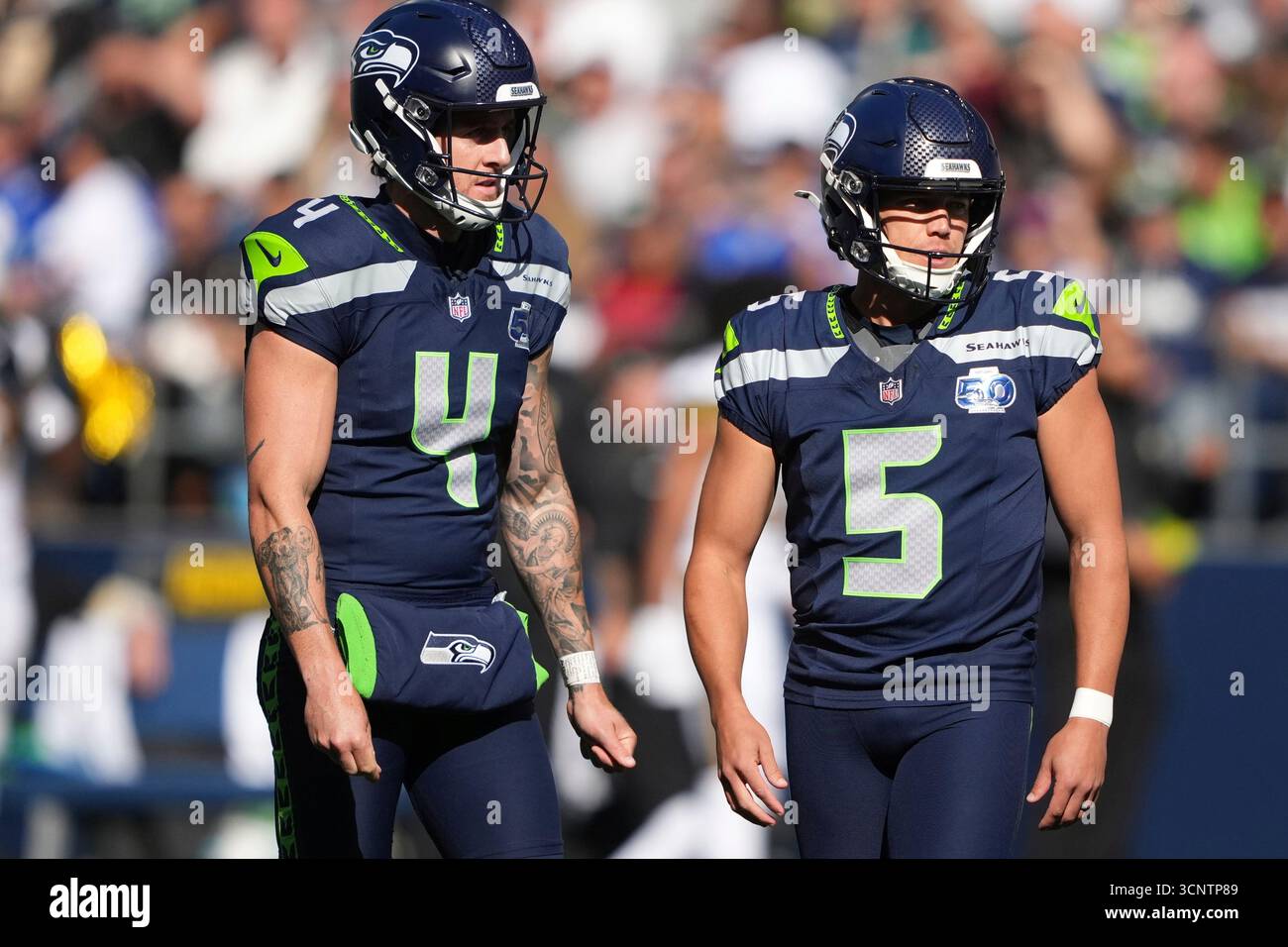 Seattle Seahawks punter Michael Dickson (4) and place-kicker Jason ...
