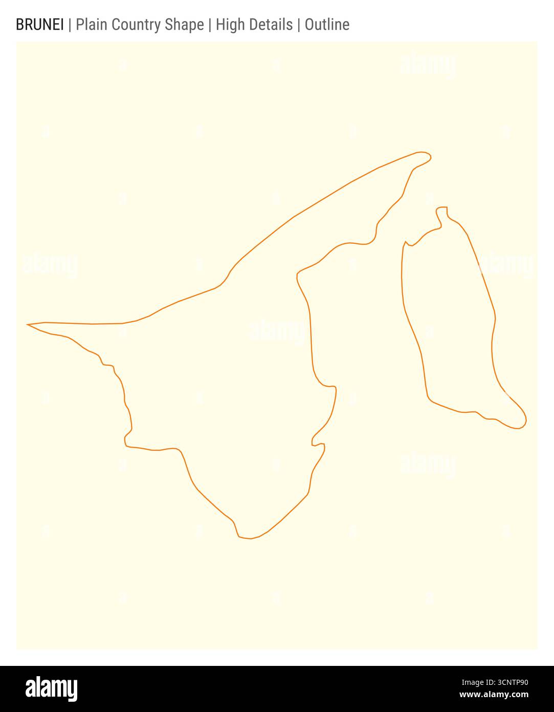 Brunei plain country map. High details. Outline style. Shape of Brunei ...
