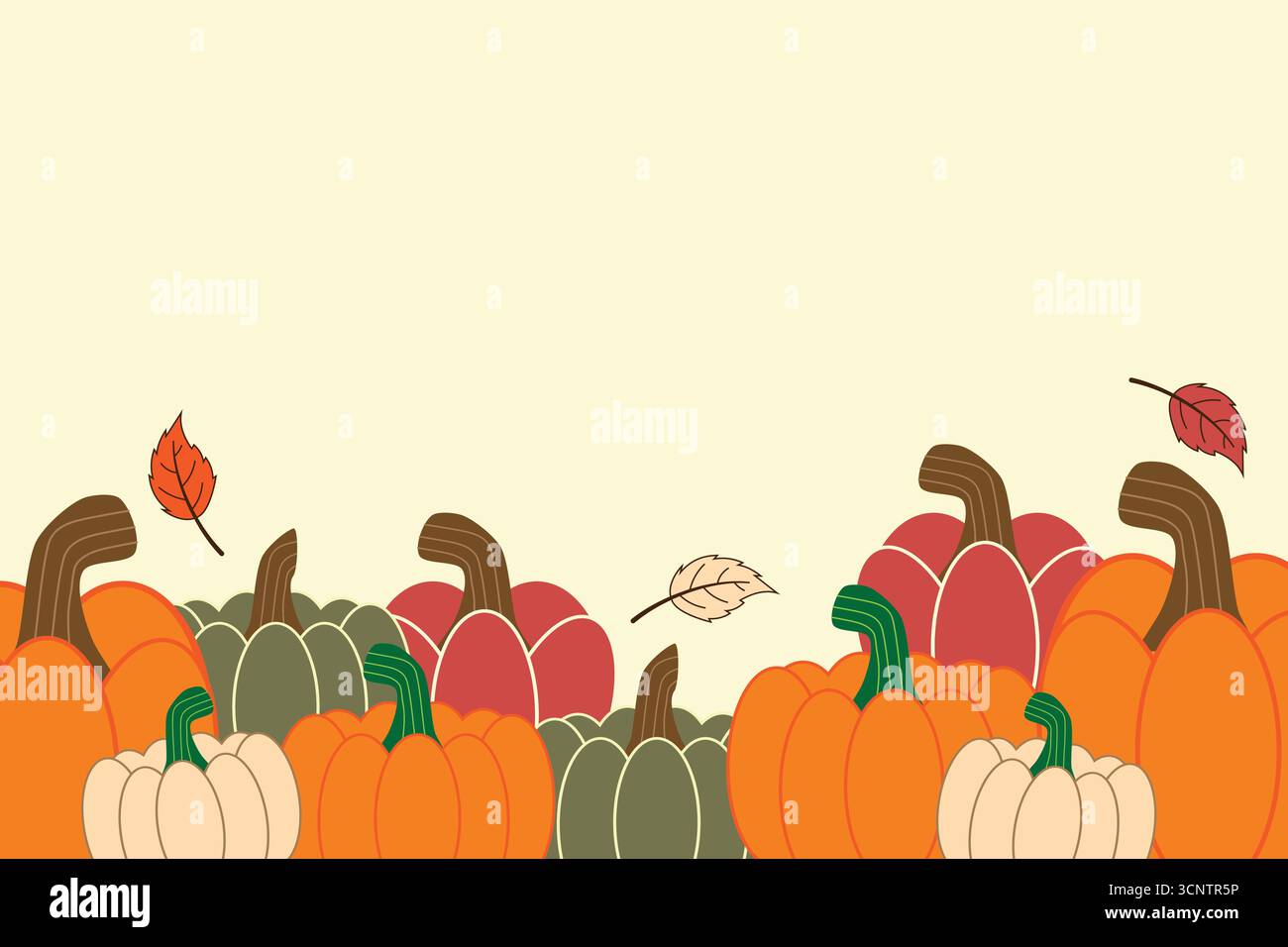 Warm Autumn Pumpkin Background with Falling Leaves Cozy Seasonal ...