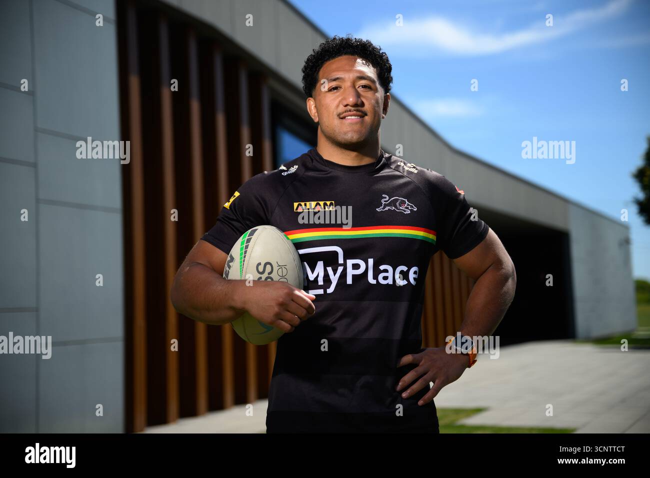 Paul Alamoti of the Panthers poses for a photograph during a media ...
