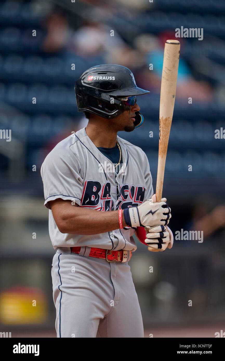 Lehigh Valley IronPigs Johan Rojas (5) bats during an MiLB ...