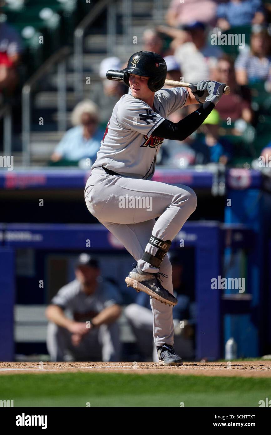 Scranton/Wilkes-Barre RailRiders T.J. Rumfield (34) bats during an MiLB ...