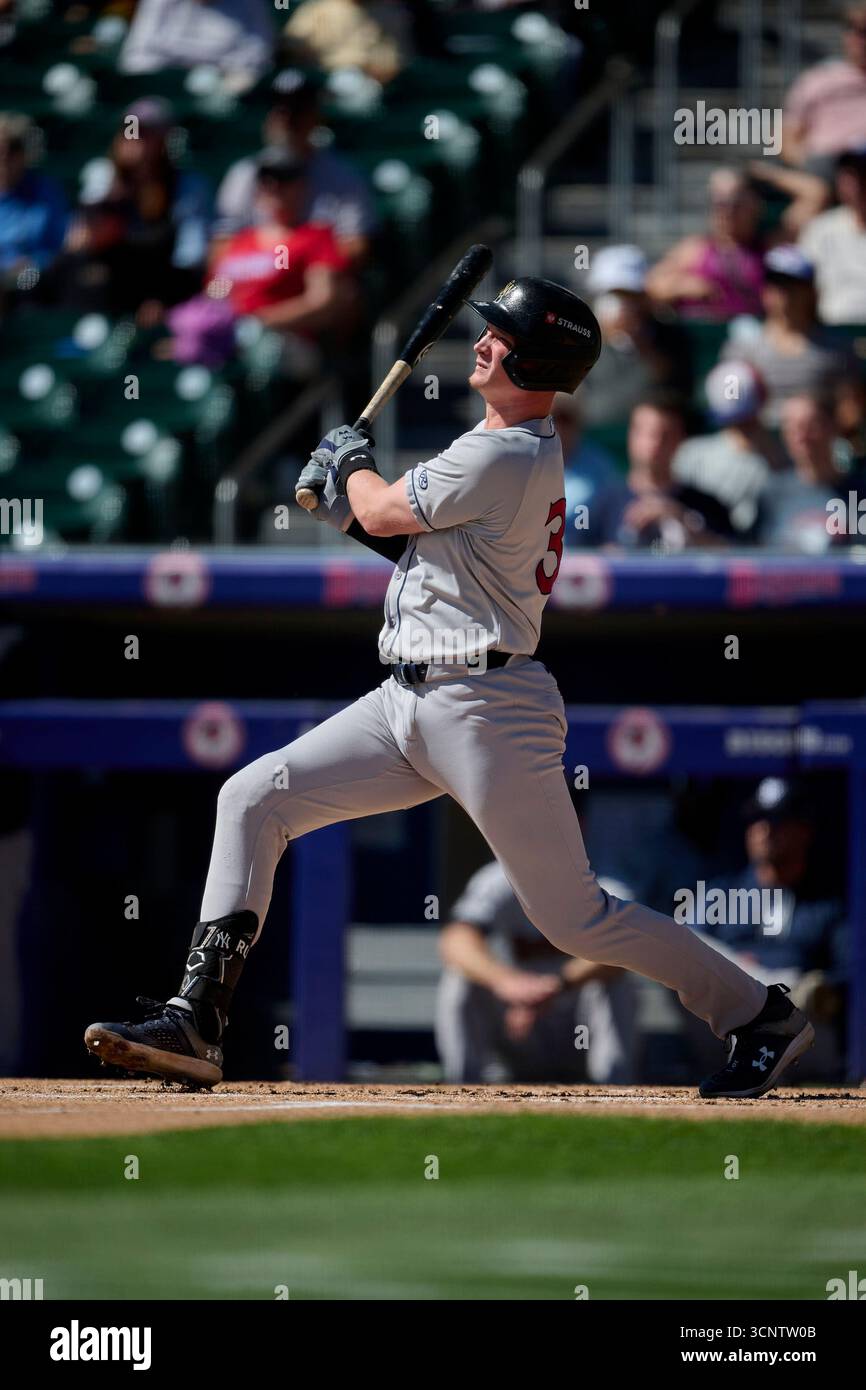 Scranton/Wilkes-Barre RailRiders T.J. Rumfield (34) bats during an MiLB ...