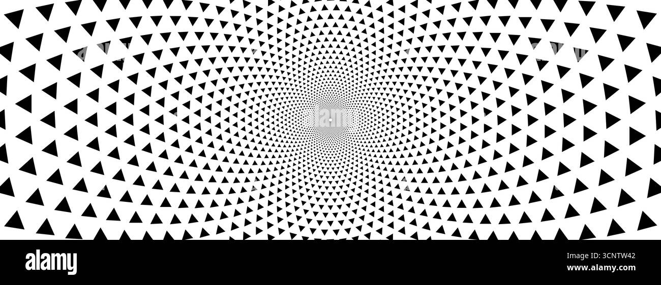 Triangle optical illusion background. Black and white hypnotic rotating ...