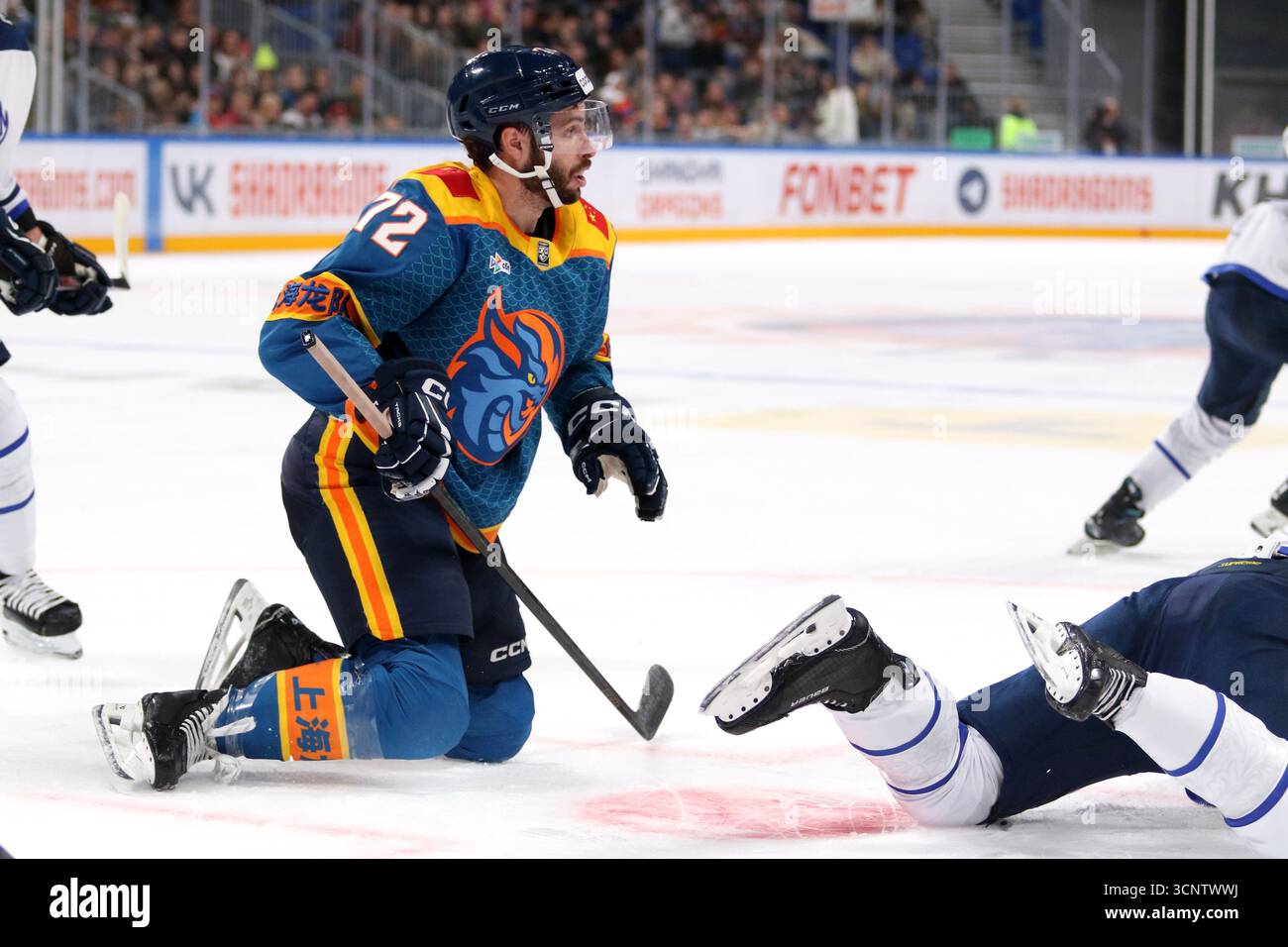 Gage Quinney (72) Shanghai Dragons Hockey Club seen in action during ...