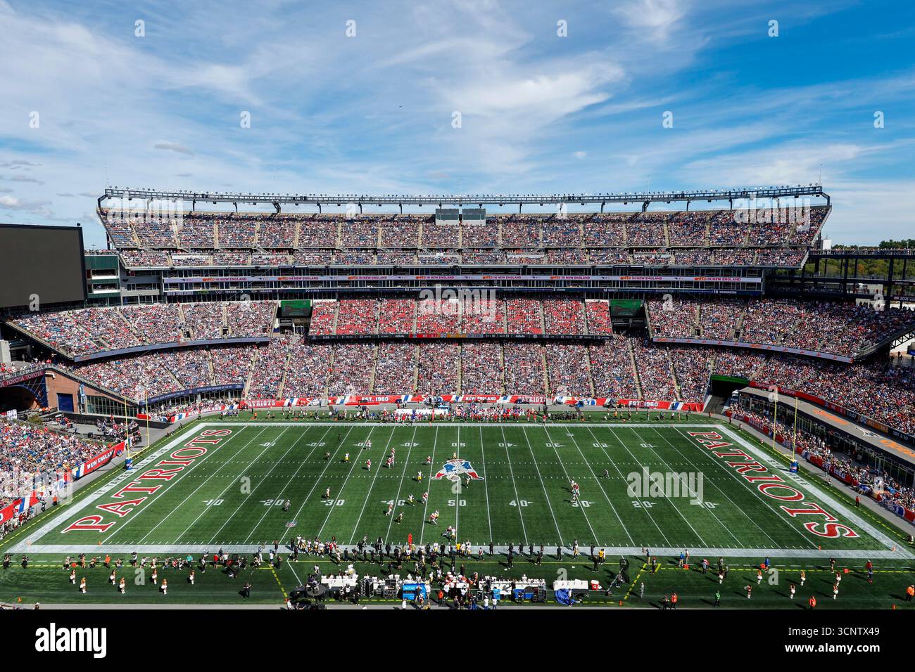 A general view of Gillette Stadium during the first half of an NFL football game between the ...