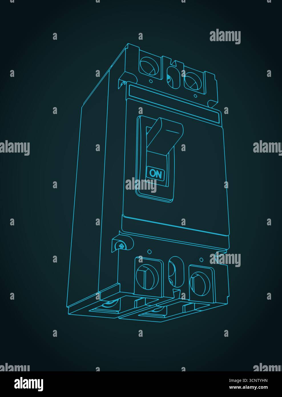 Double pole circuit breaker fuse blueprint stylized vector illustration ...