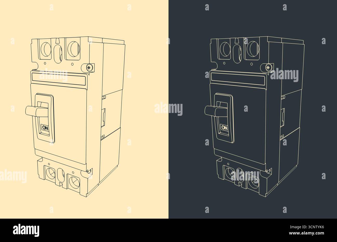 Double pole circuit breaker fuse stylized vector illustrations Stock ...