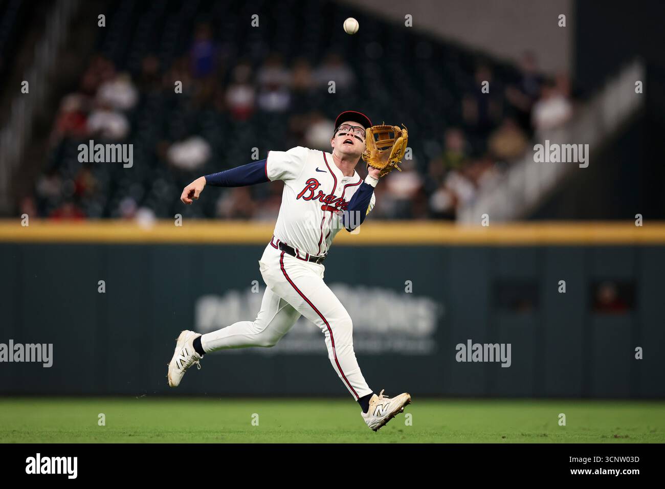 Atlanta Braves second baseman Nick Allen catches a pop-up in the ninth ...