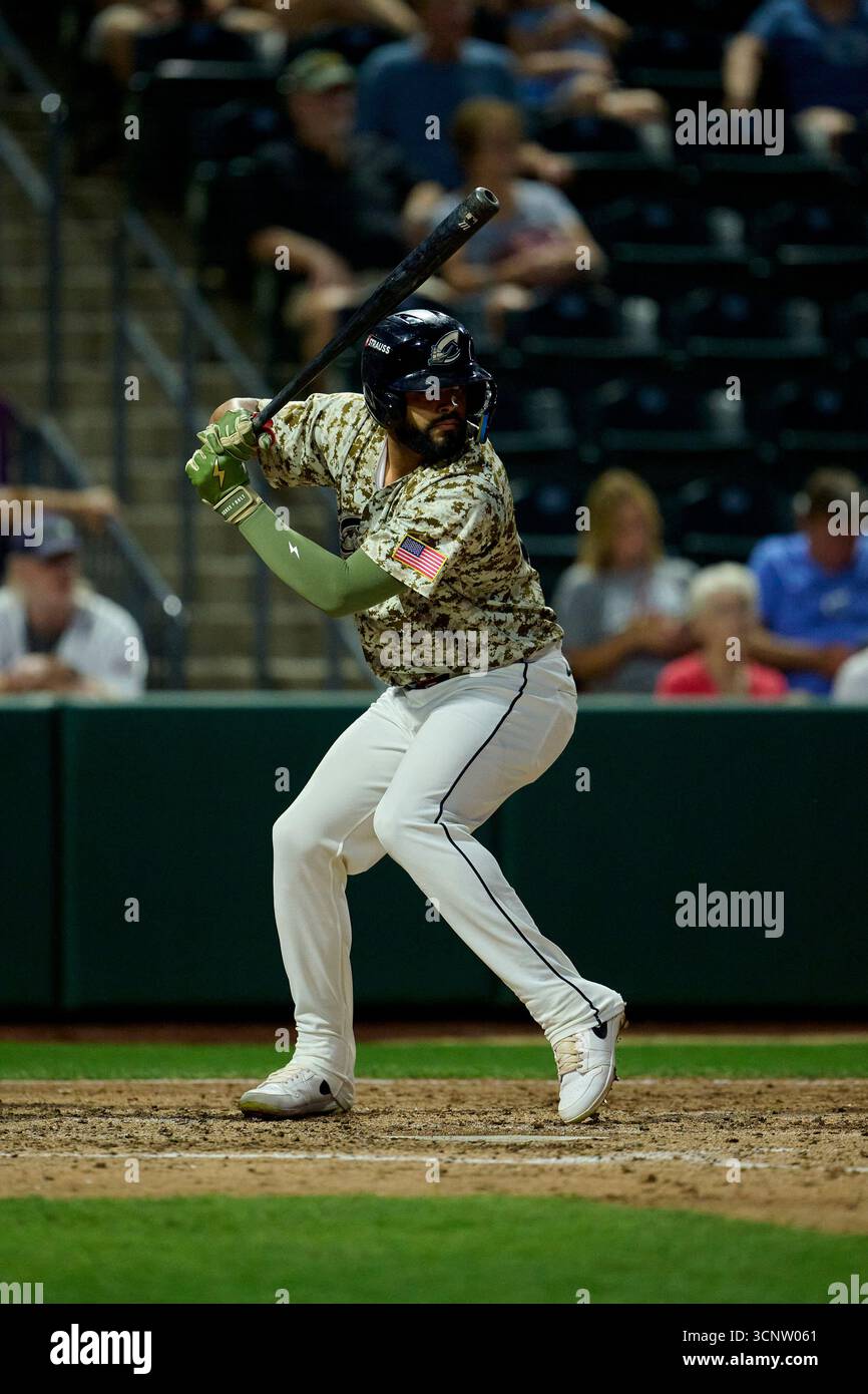 Columbus Clippers Johnathan Rodríguez (30) bats during an MiLB ...