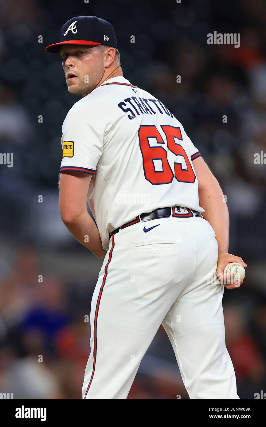ATLANTA, GA - SEPTEMBER 22: Hunter Stratton #65 of the Atlanta Braves ...