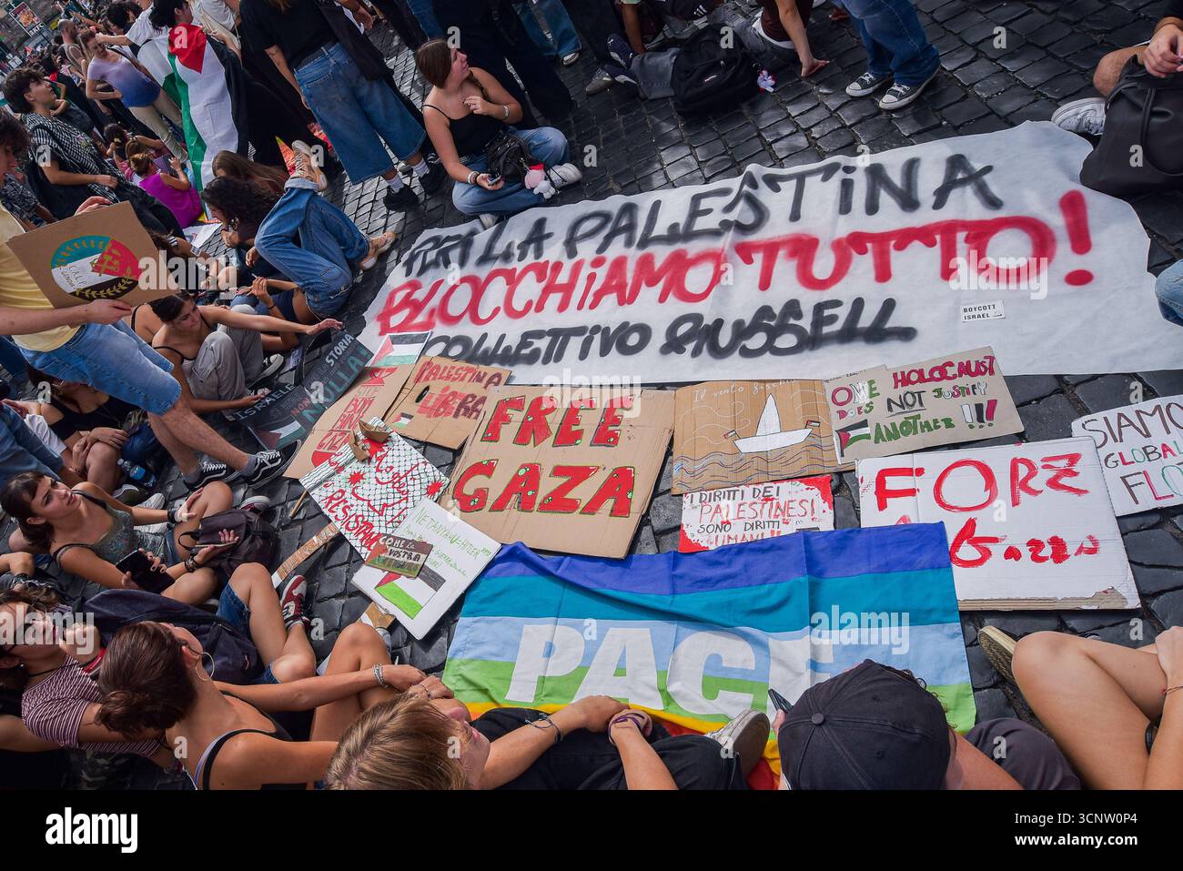 Pro-Palestine signs seen during the protest supporting Palestine and ...