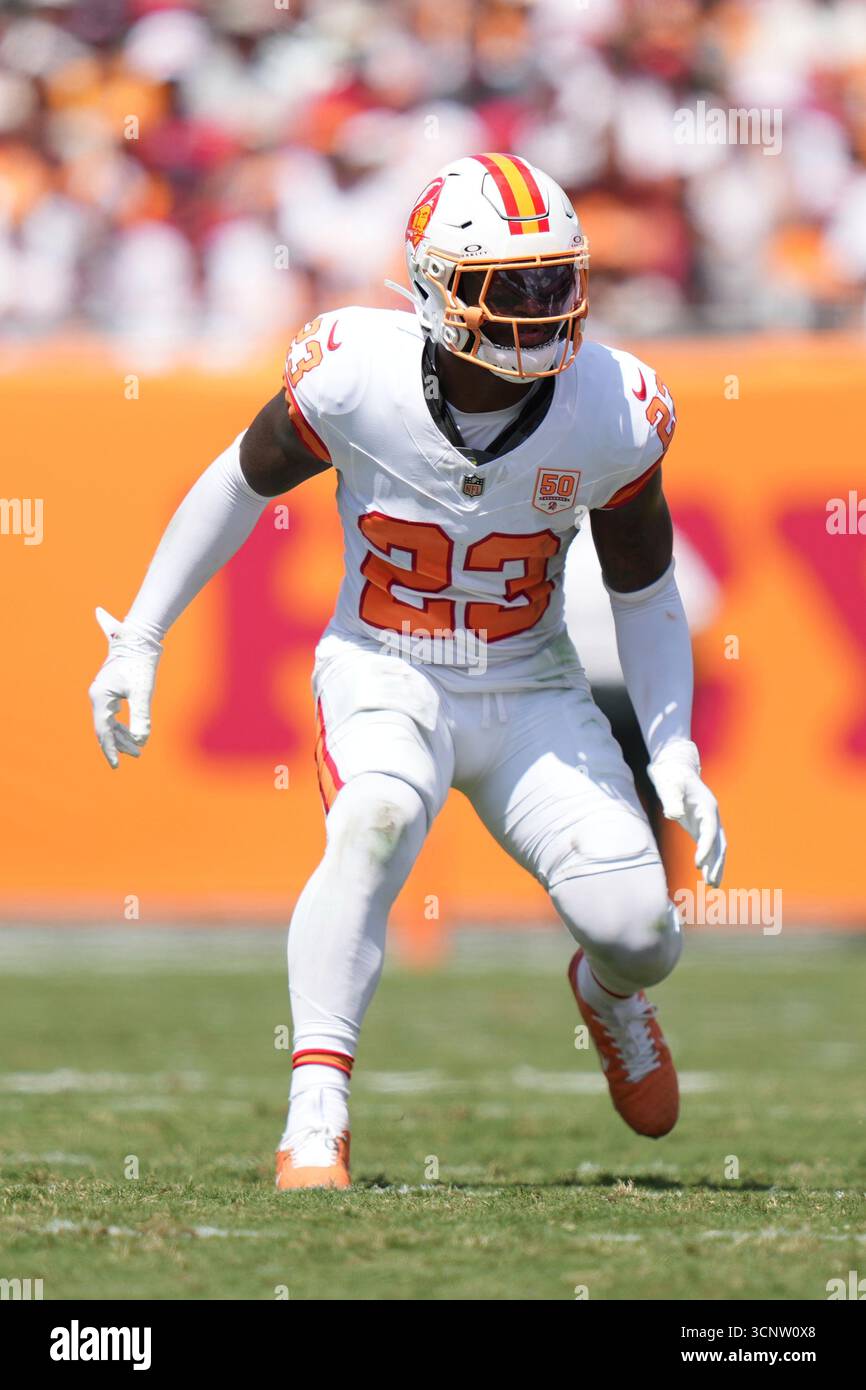Tampa Bay Buccaneers safety Tykee Smith (23) defends near the line of ...