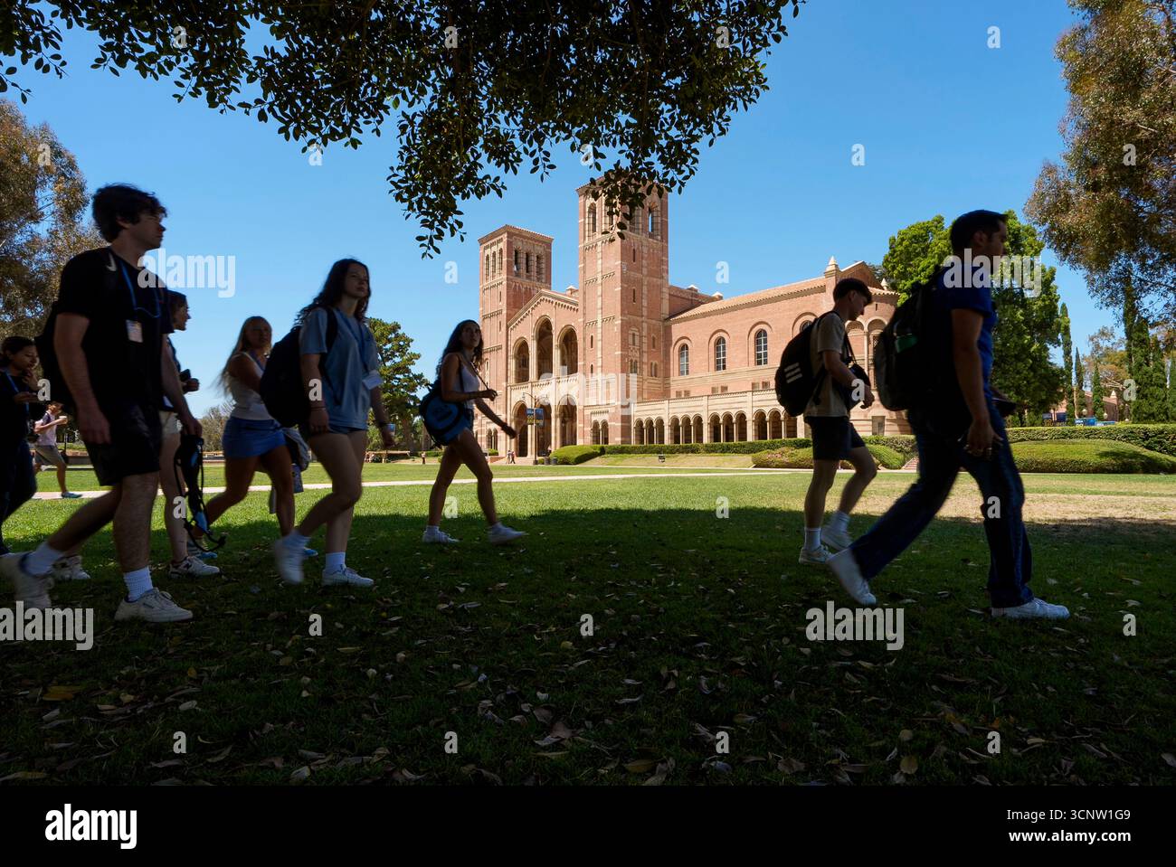 FILE - Students walk past Royce Hall at the UCLA campus in Los Angeles ...