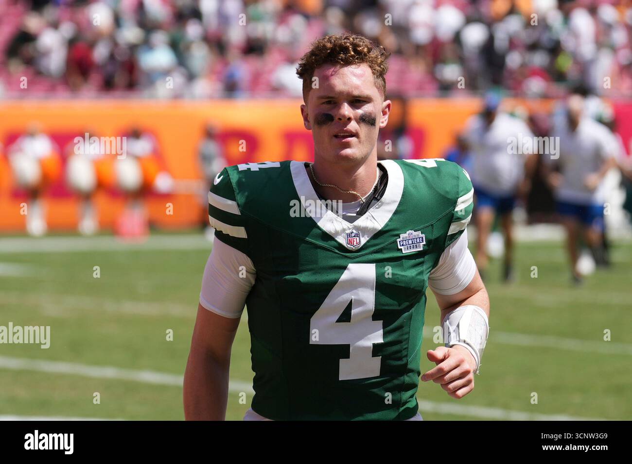 New York Jets quarterback Brady Cook (4) goes to the locker room at ...