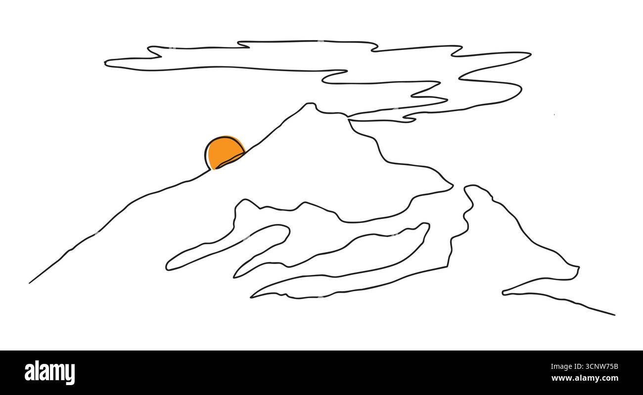 Mountain line art Cut Out Stock Images & Pictures - Alamy