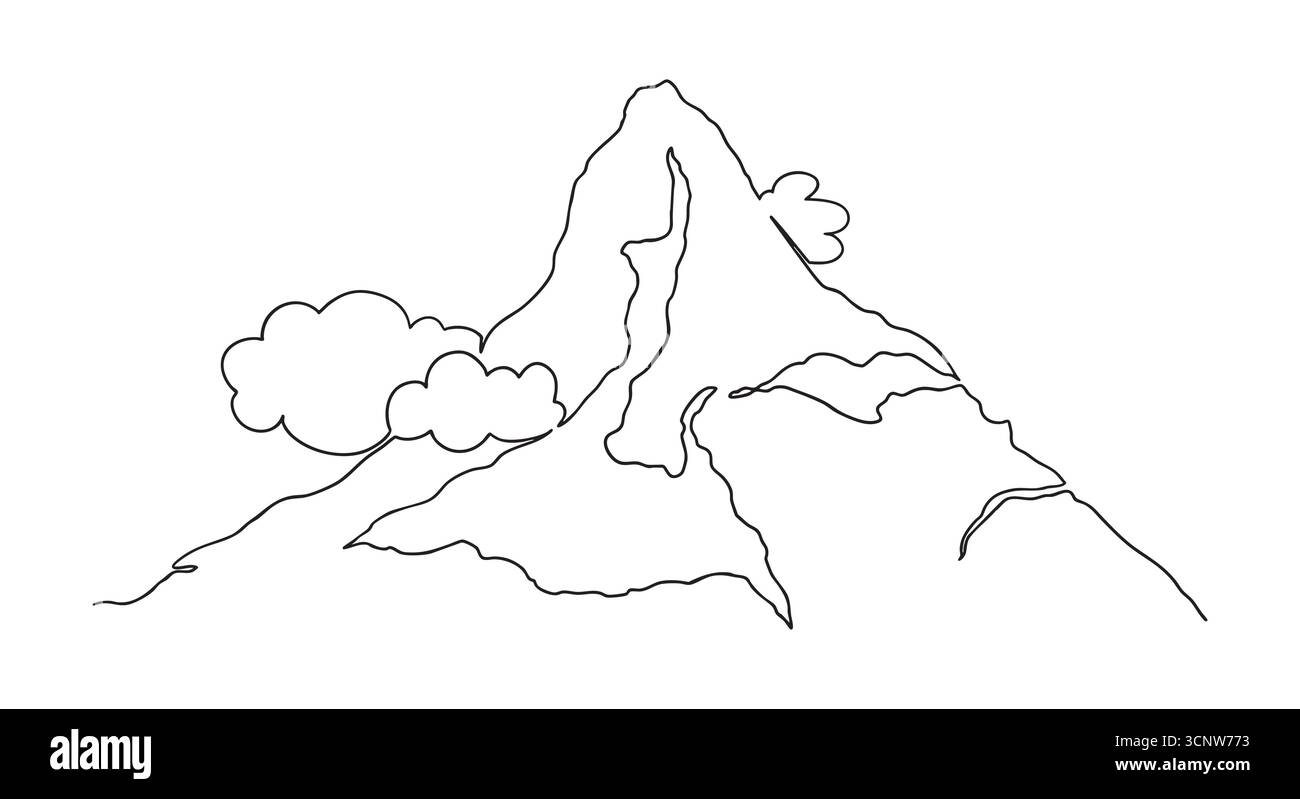 Simple line drawing volcano Cut Out Stock Images & Pictures - Alamy