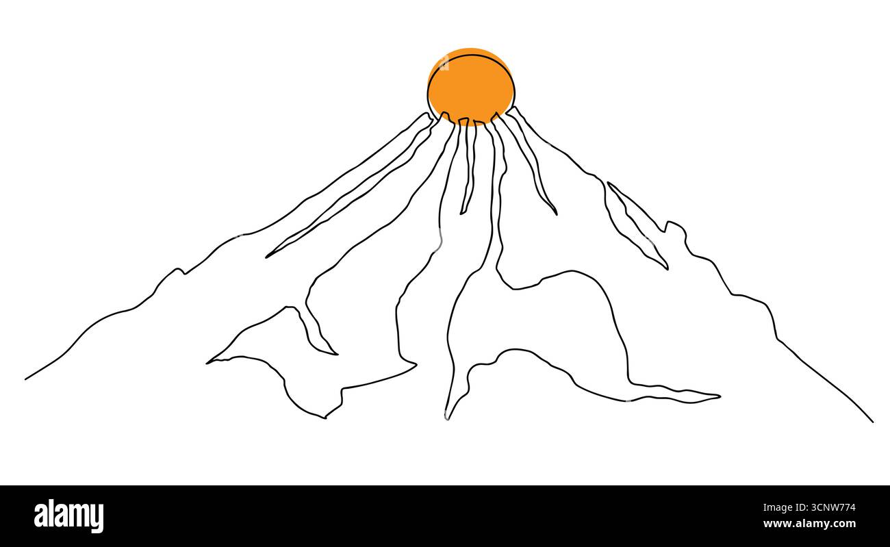 Simple line drawing volcano Cut Out Stock Images & Pictures - Alamy