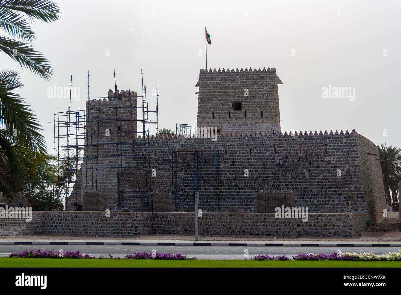 Historic Stone Fort Under Renovation in UAE Stock Photo - Alamy