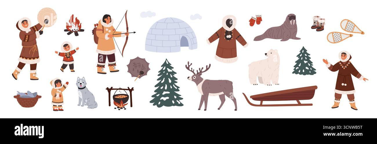 Inuit alaska family Cut Out Stock Images & Pictures - Alamy