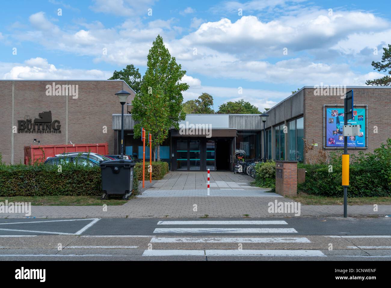 Entrance of cultural center OC De Buiting, modern community building ...