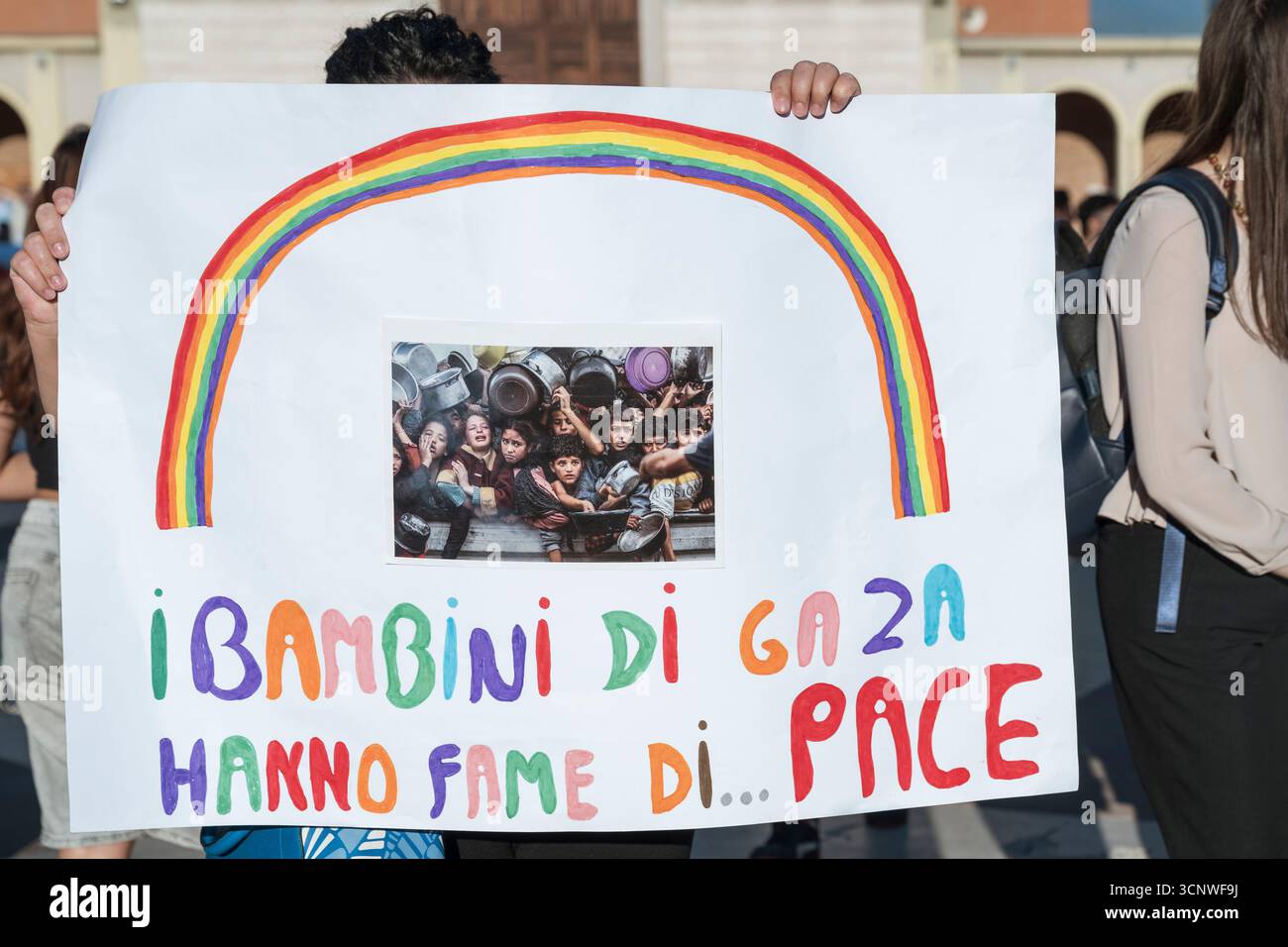 September 22, 2025, Cosenza, Cosenza, Italy: A placard quoting :â ...