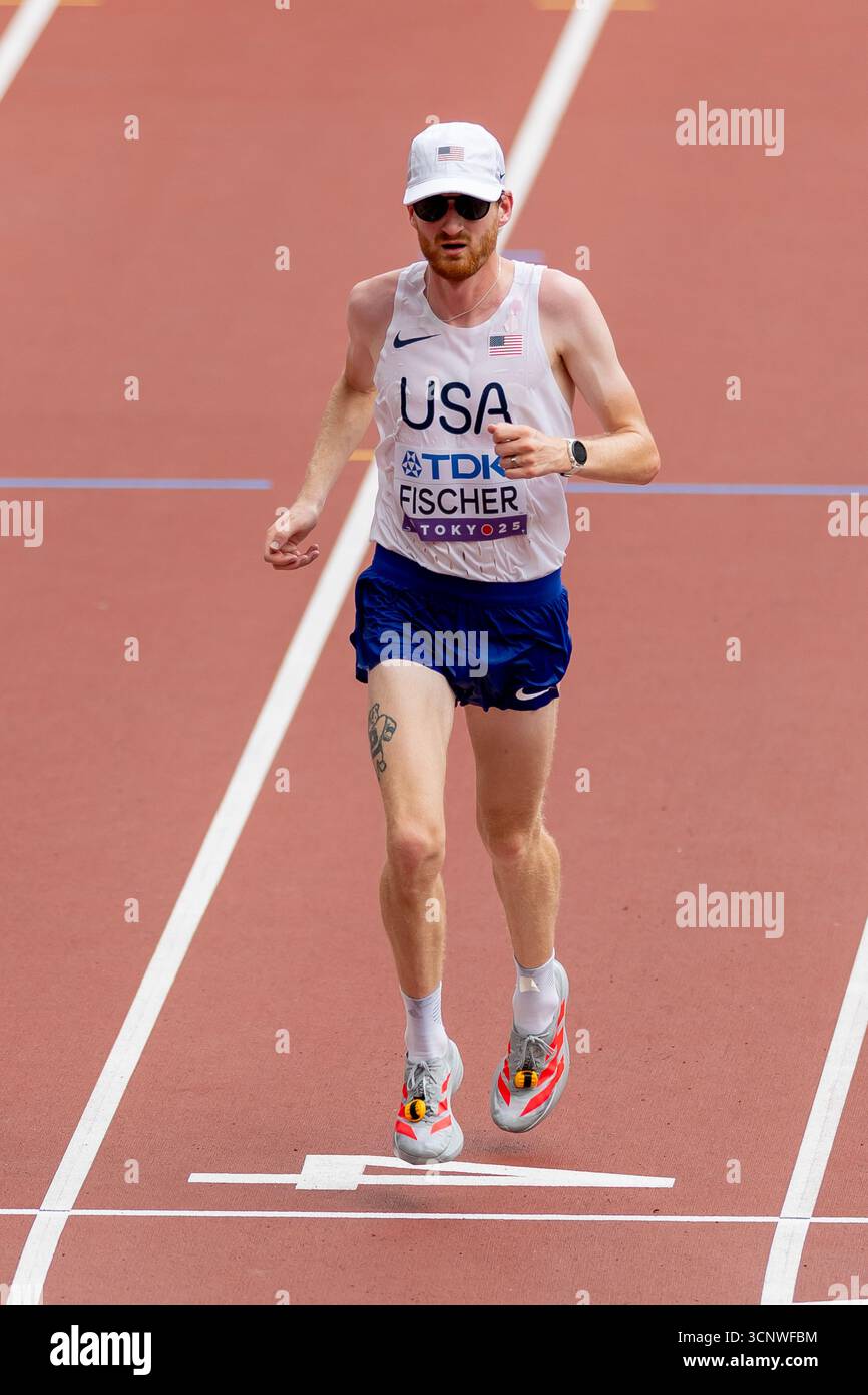 Reed Fischer (USA) finishes the marathon in a time of 2:15.17 during ...