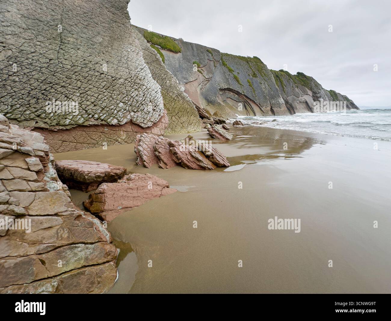 Dramatic cliffs along the Basque Country coast in Spain showcase unique ...