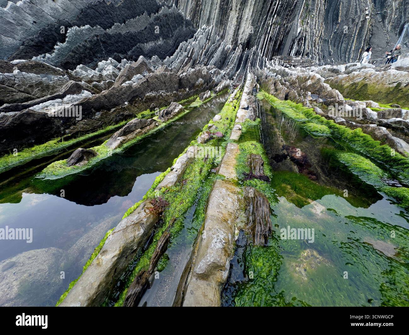 Stunning coastal rock formations in the Basque Country, Spain, display ...
