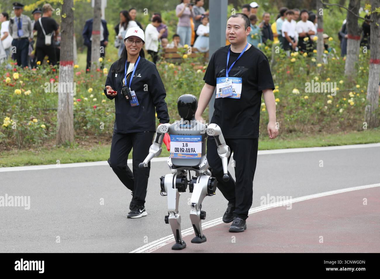 **CHINESE MAINLAND, HONG KONG, MACAU AND TAIWAN OUT** A robot running ...