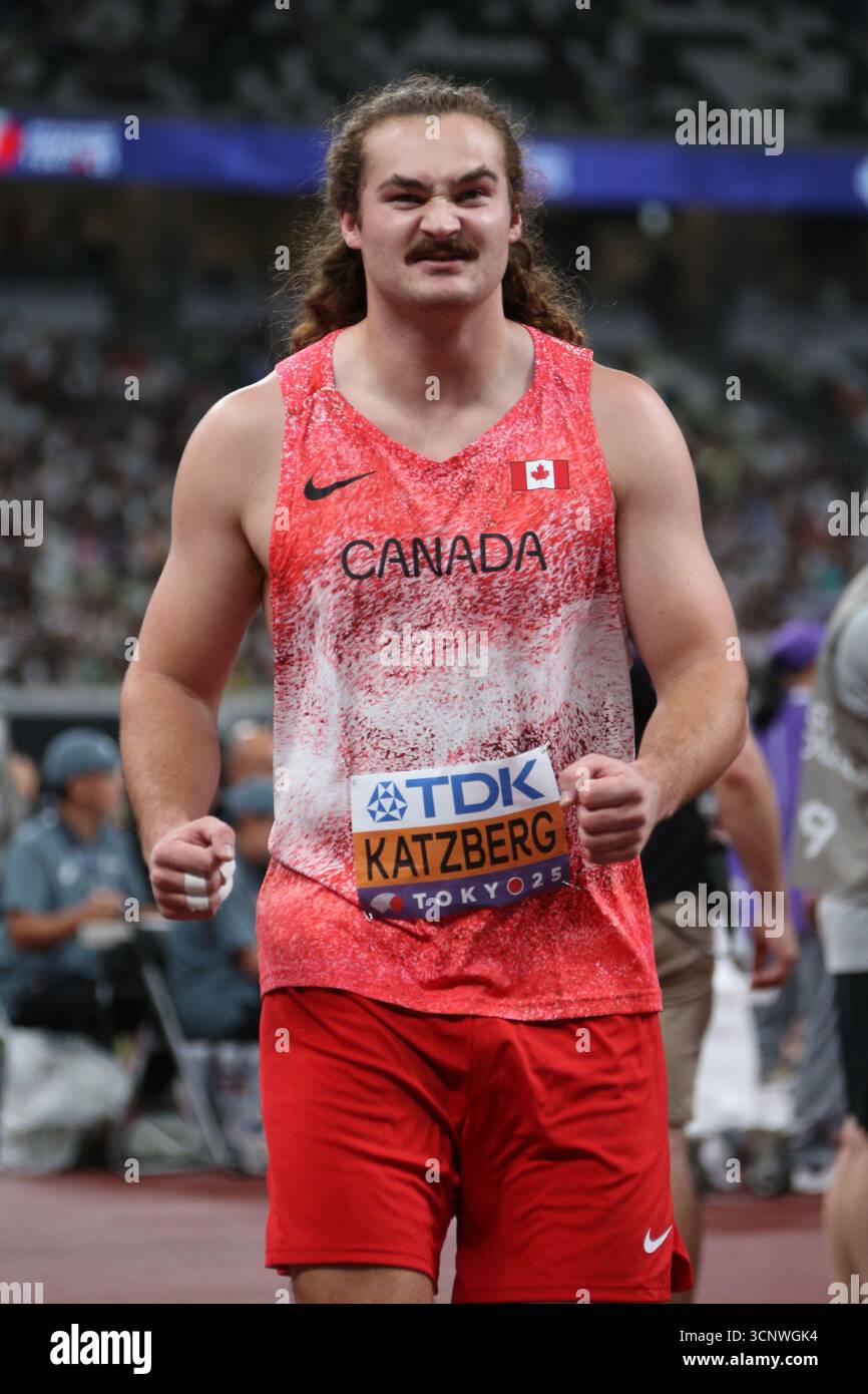 Sep 16, 2025; Tokyo, Japan; Ethan Katzberg (CAN) celebrates after ...
