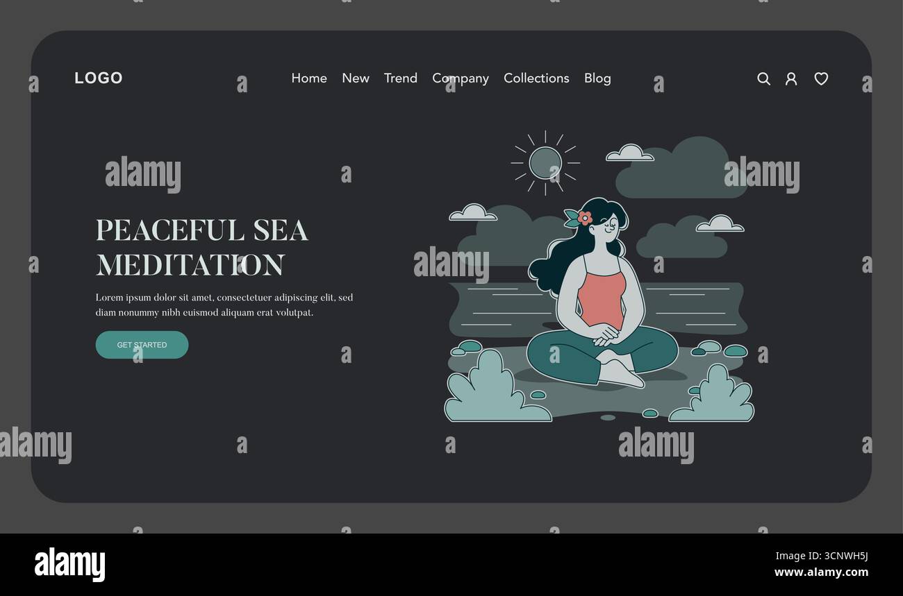Woman meditating sea calmness Stock Vector Images - Alamy