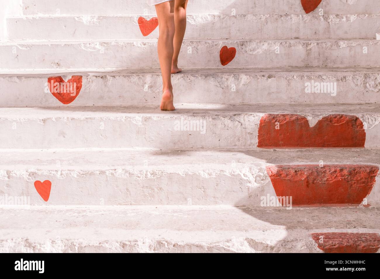 Woman walks barefoot on stairs hi-res stock photography and images - Alamy