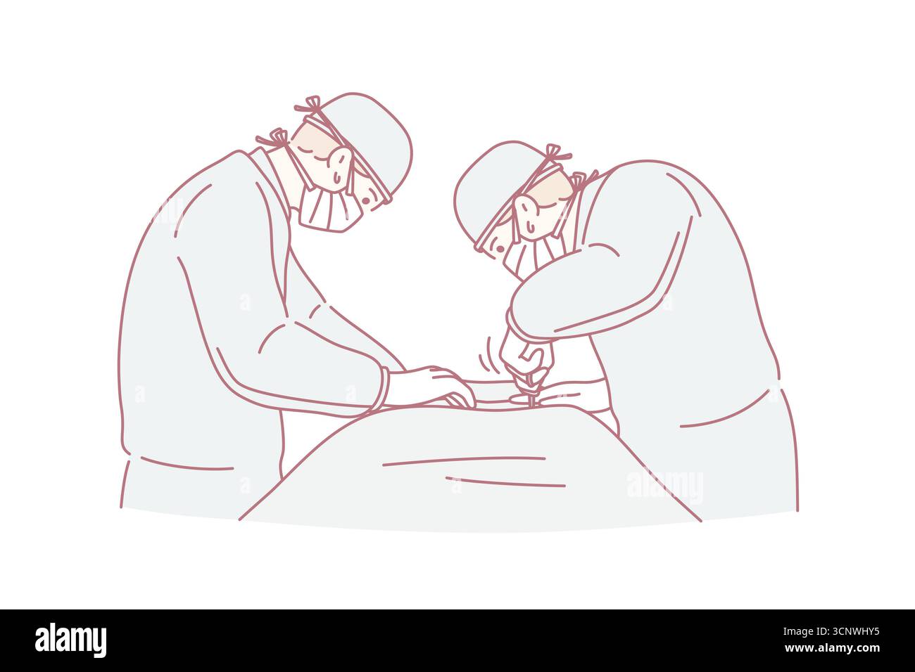 Medicare, health and surgery concept. Two young doctors surgeons in ...