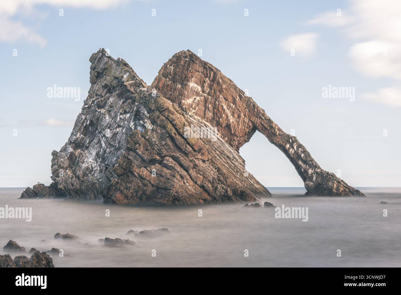 Rocks along the Moray Coast in Scotland, Bow Fiddle Rock in Port ...