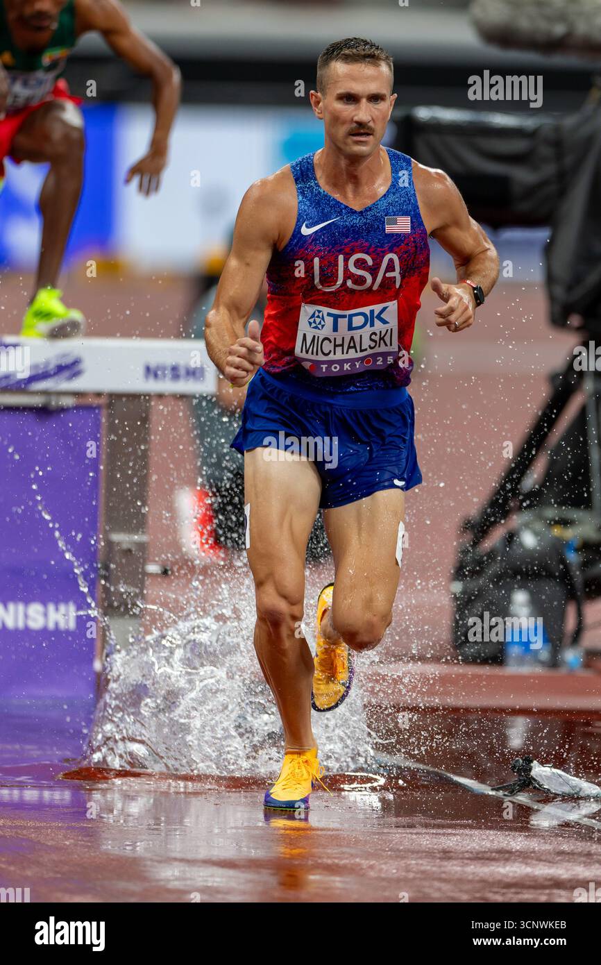 Daniel Michalski (USA) runs a time of 8:37.12 in the finals of the 3000 ...