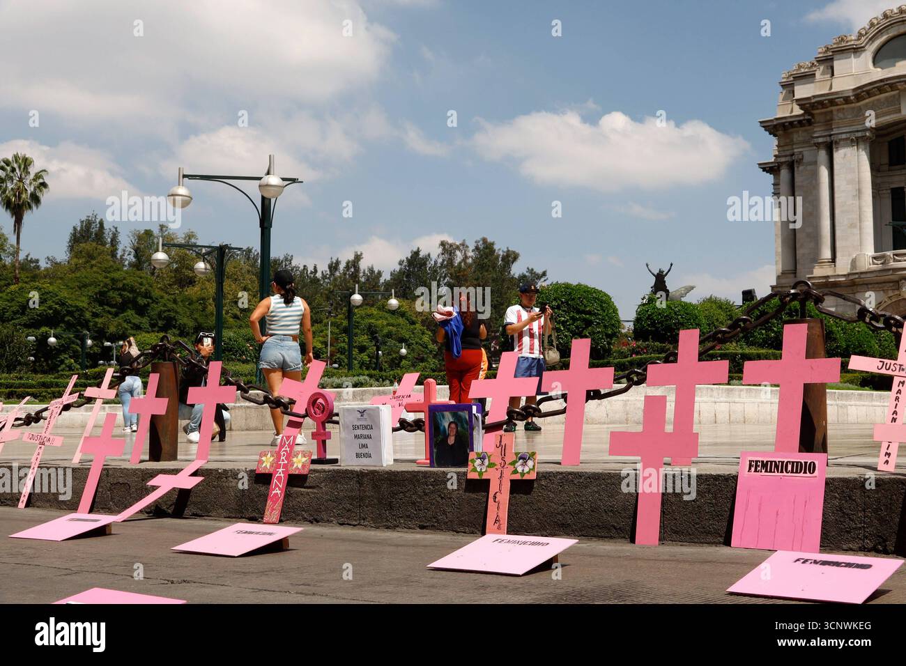 Demonstration Demanding Justice For Victims Of Feminicides Pink crosses ...