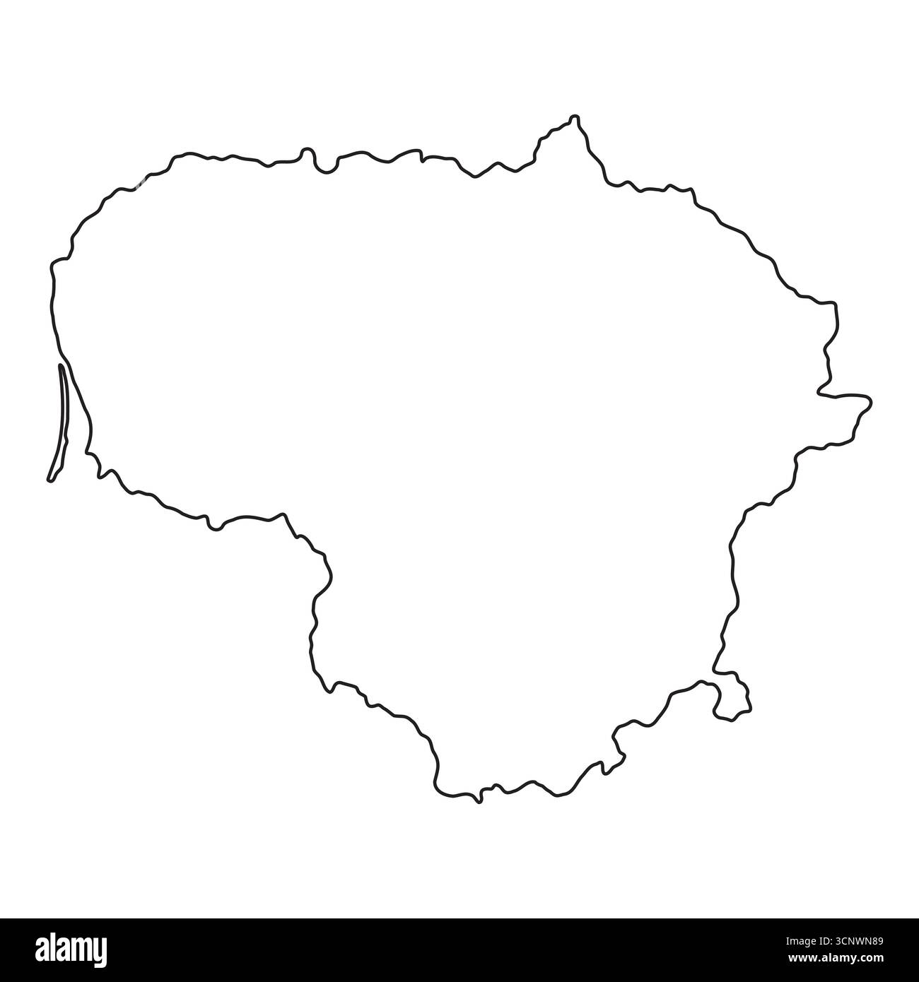 Lithuania country outline map, black border silhouette, geographic ...