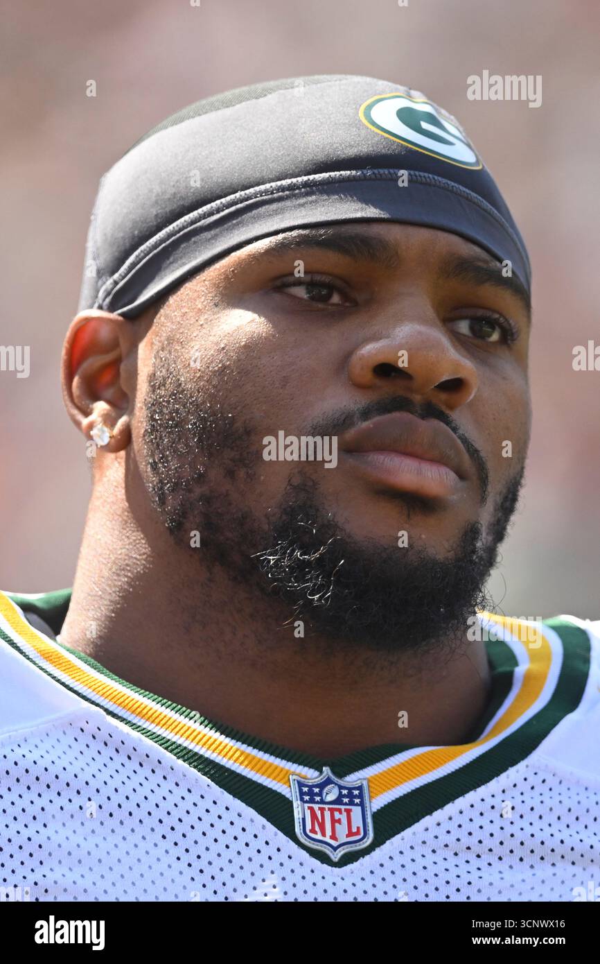 Green Bay Packers linebacker Micah Parsons (1) stands on the sideline ...