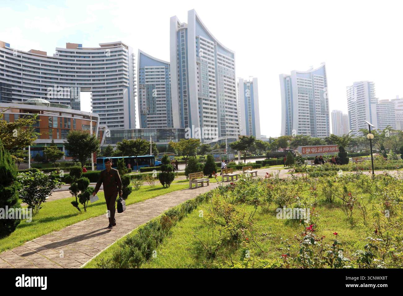 A Pyongyang citizen walks on a street of the Sadong district in ...