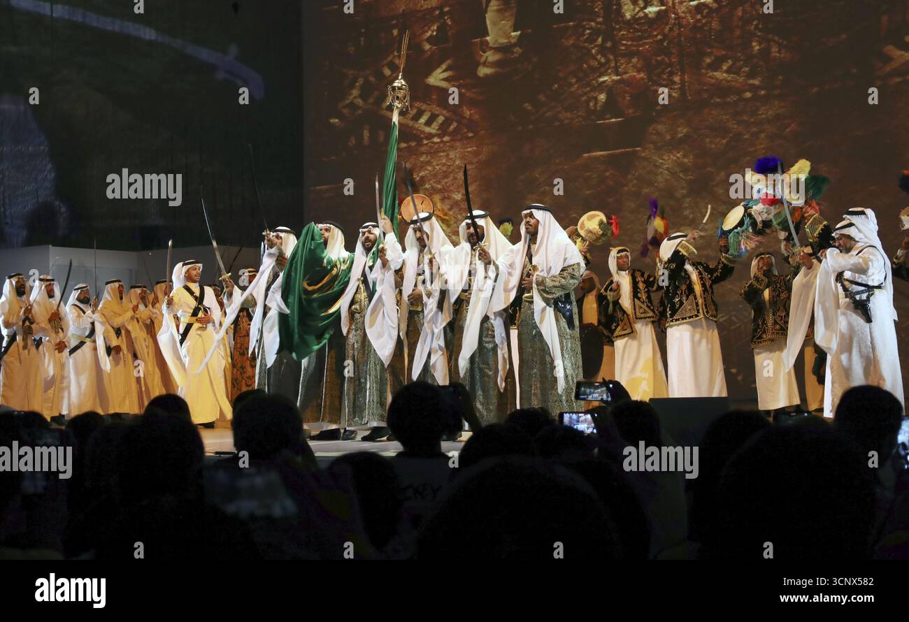 The Ardah traditional sword dance is performed during Saudi Arabia's ...