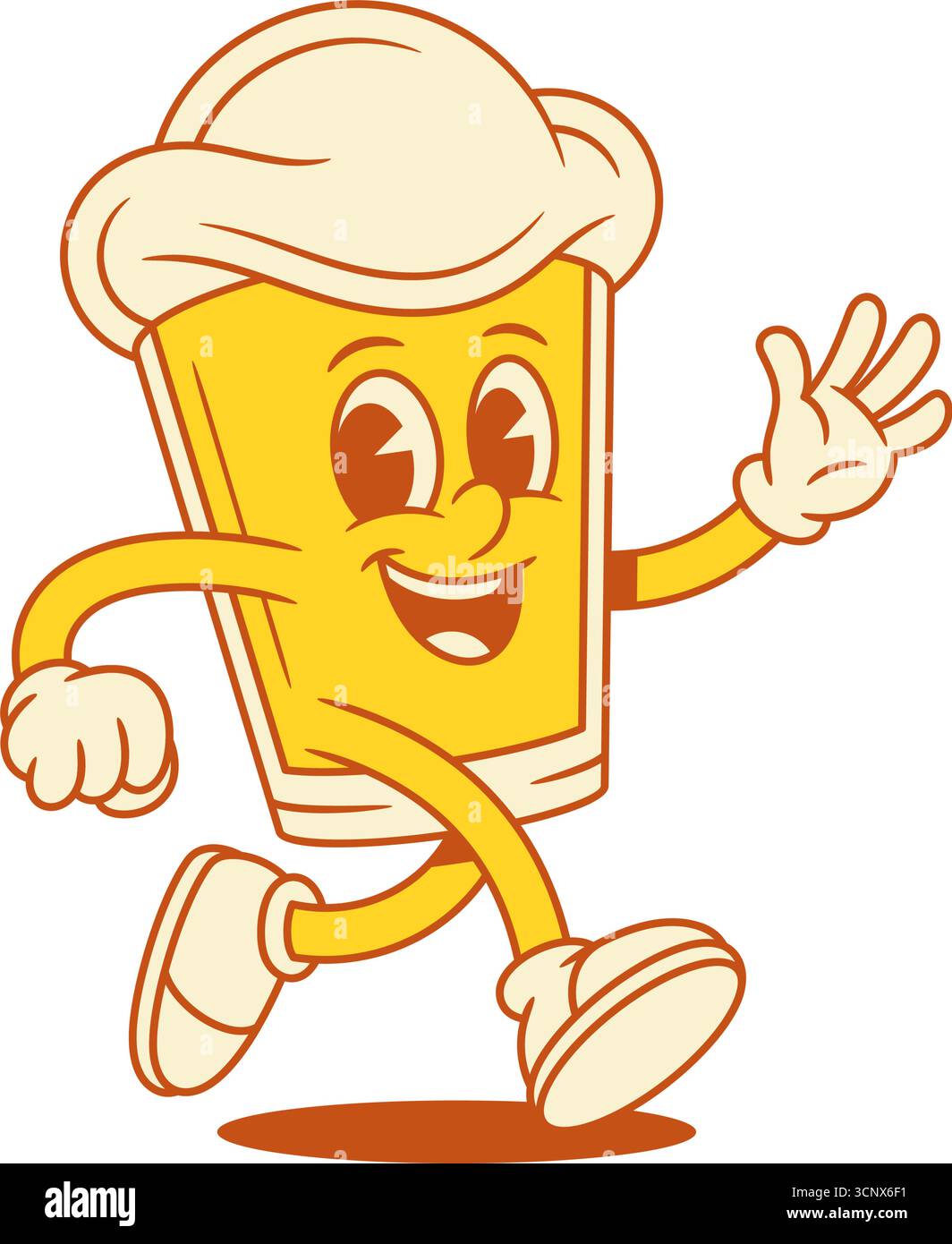 Happy running beer glass comic cartoon character vector flat ...