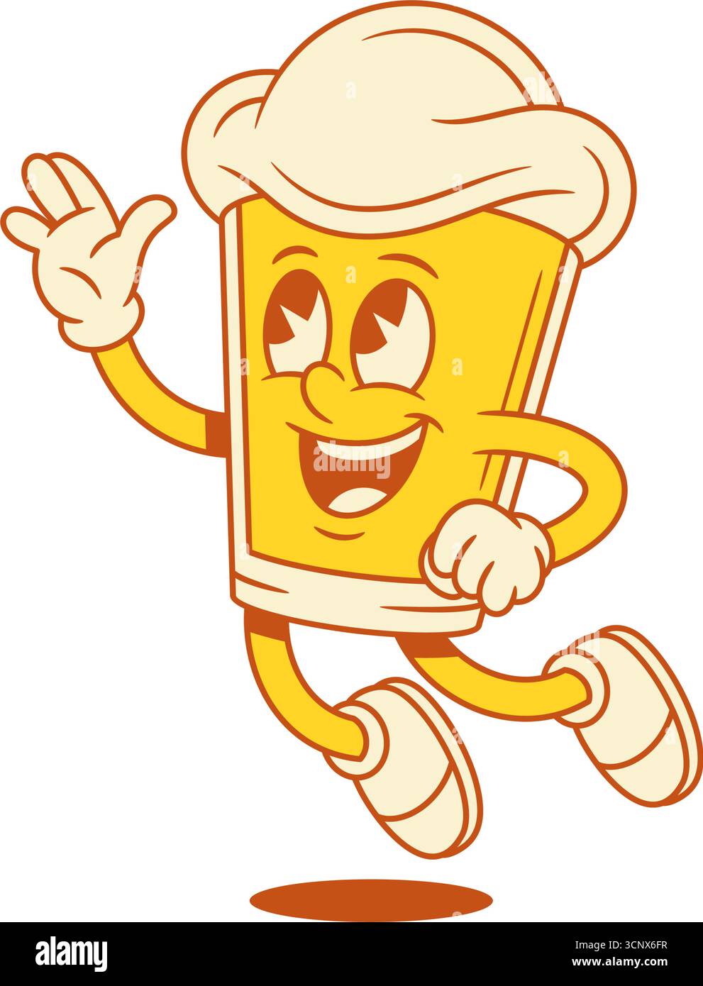 Smiling beer glass cartoon character flying greeting vector flat ...